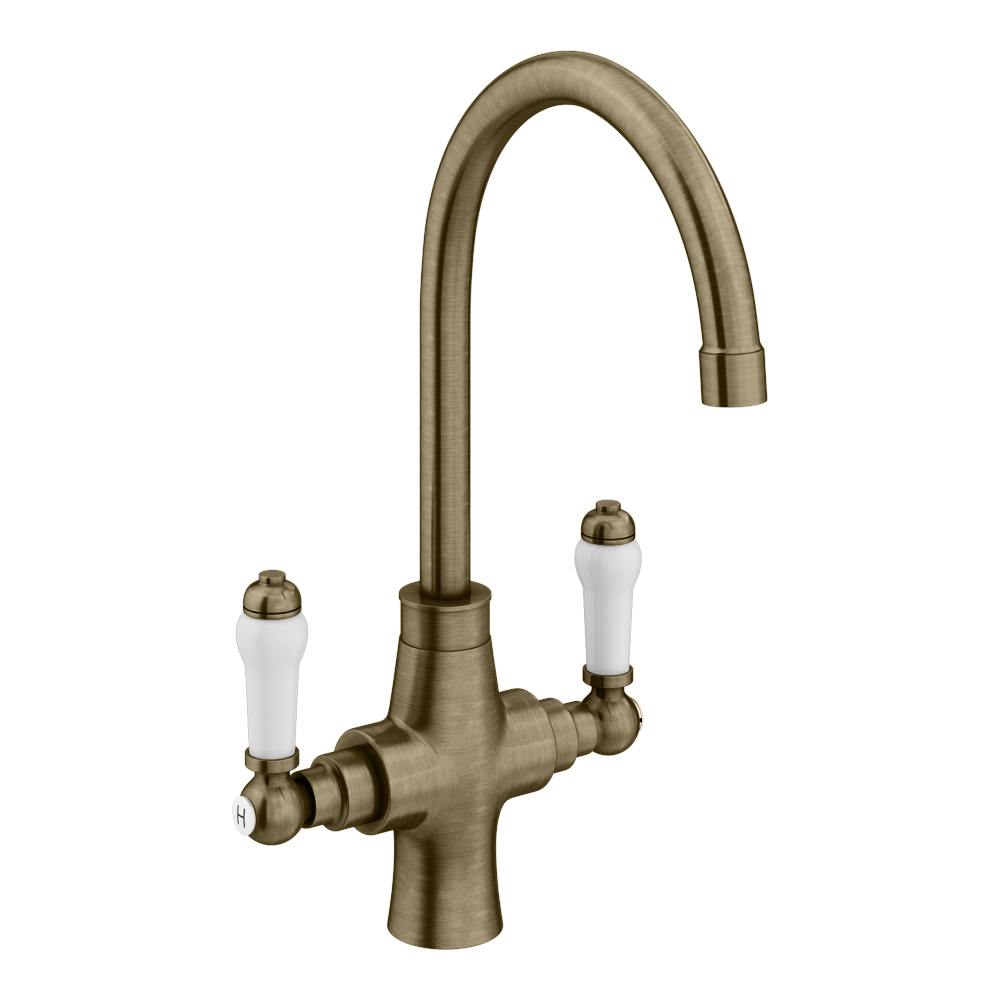 Chatsworth Antique Brass Dual-Lever Traditional Kitchen Tap | Victorian ...