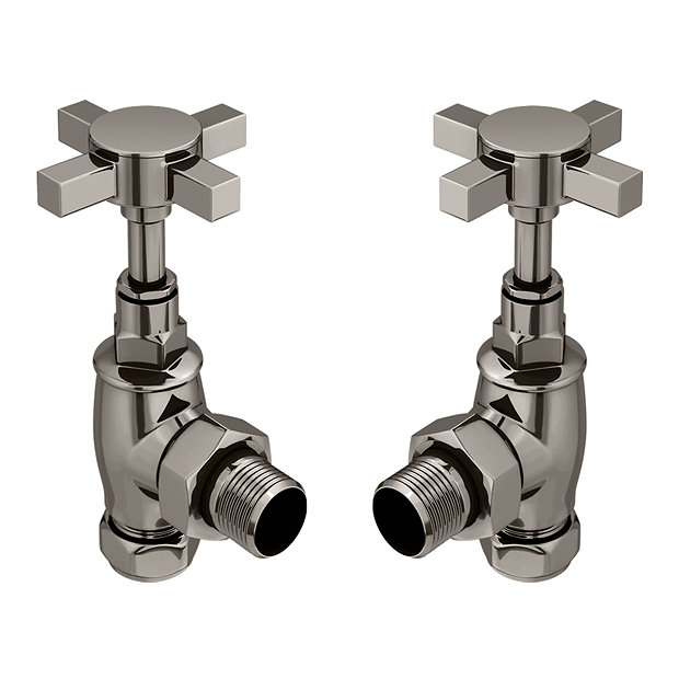 Chatsworth Black Nickel Angled Art Deco Radiator Valves | Victorian ...