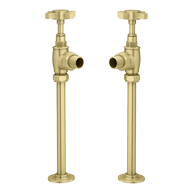 Chatsworth Brushed Brass Angled Art Deco Radiator Valves | Victorian ...