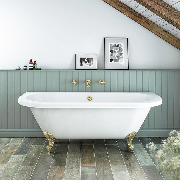 Chatsworth Brushed Brass Extended Retainer Bath Waste, Overflow with ...