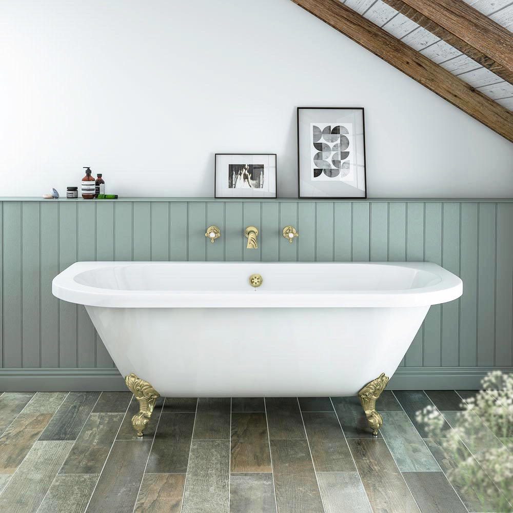 Chatsworth Brushed Brass Extended Retainer Bath Waste, Overflow with ...