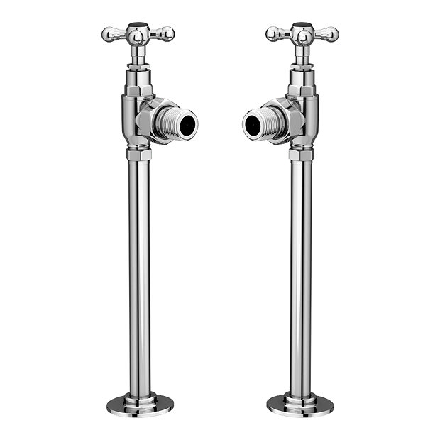 Chatsworth Chrome Angled Traditional Radiator Valves (Black Indices)