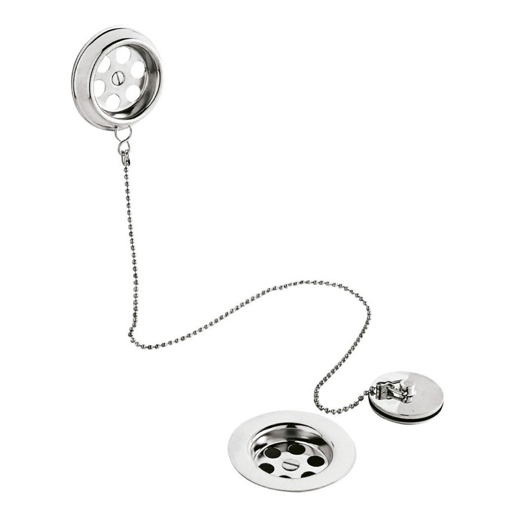 Chatsworth Chrome Retainer Bath Waste with Brass Plug + Link Chain
