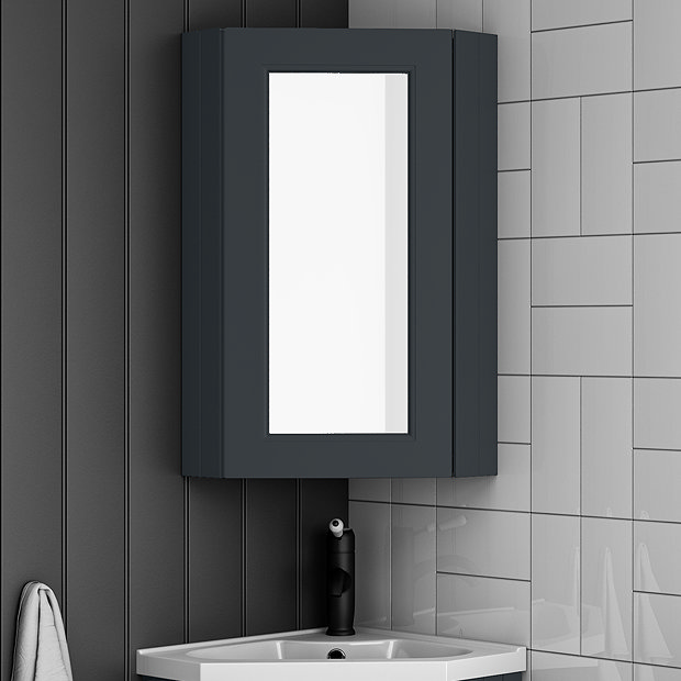 Chatsworth Corner Mirror Cabinet Graphite | Victorian Plumbing UK
