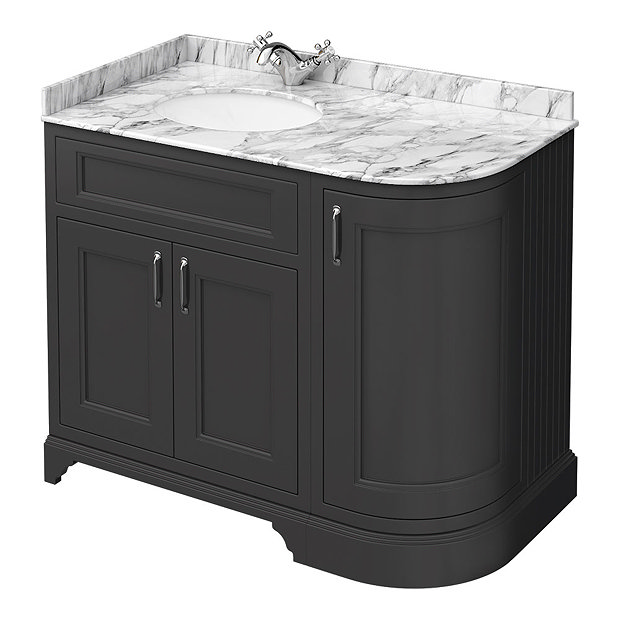 Chatsworth Graphite RH 1005mm Curved Corner Vanity Unit with White ...