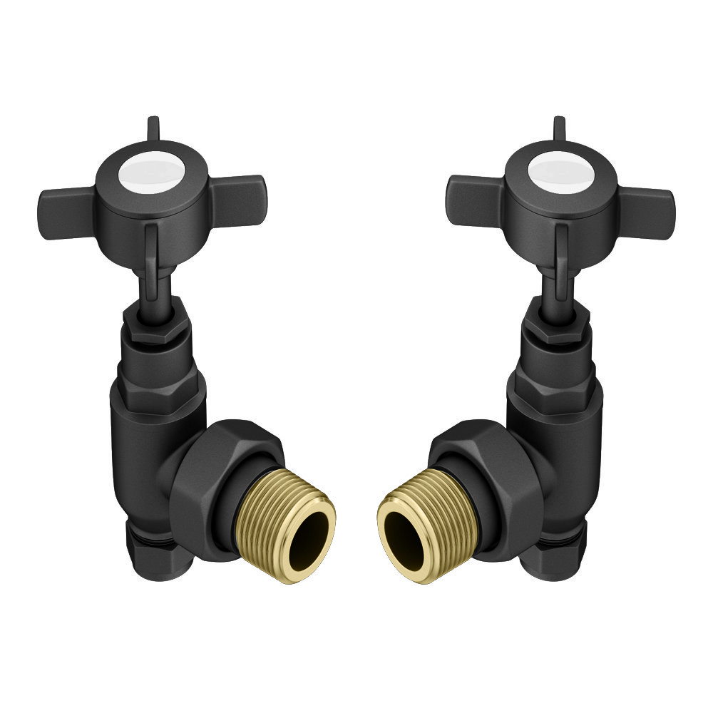 Chatsworth Matt Black Angled Traditional Radiator Valves | Victorian ...