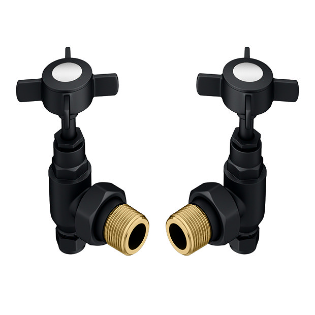 Chatsworth Matt Black Angled Traditional Radiator Valves | Victorian ...