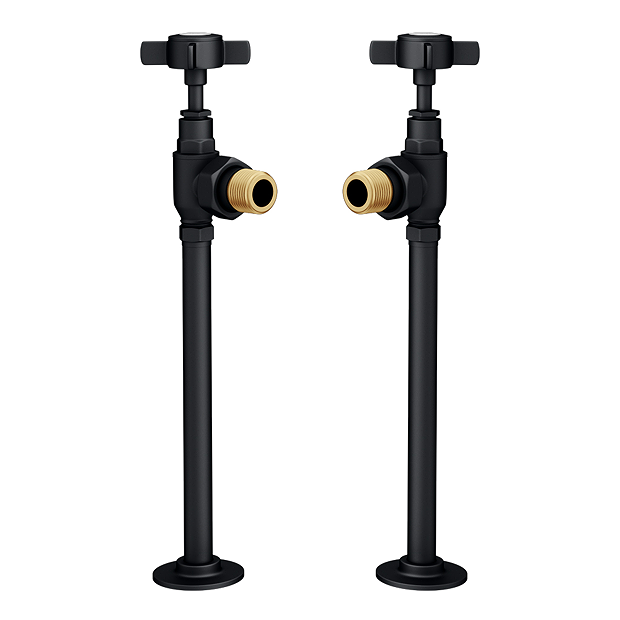 Chatsworth Matt Black Angled Traditional Radiator Valves | Victorian ...