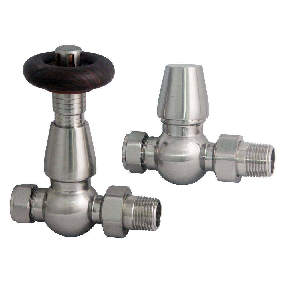 Chatsworth Satin Nickel Thermostatic Straight Radiator Valves - Energy ...