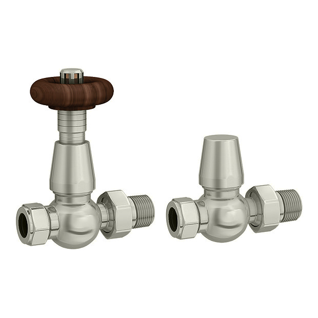 Chatsworth Satin Nickel Thermostatic Straight Radiator Valves - Energy ...