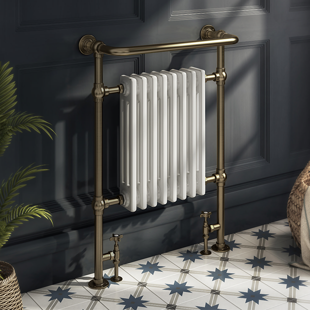 Chatsworth Savoy Antique Brass Traditional Heated Towel Rail Radiator