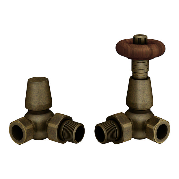 Chatsworth Thermostatic Corner Radiator Valves - Rustic Brass ...