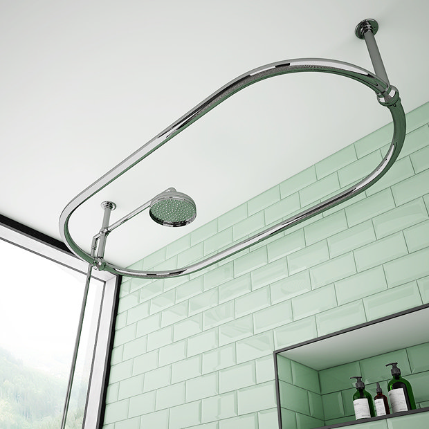 Chatsworth Traditional 1500 x 700mm Oval Shower Curtain Rail with ...