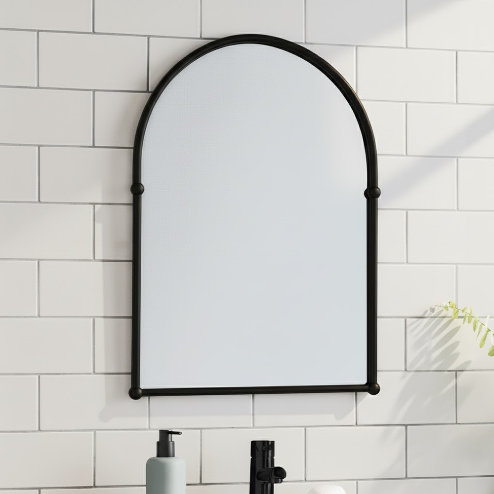 Chatsworth Traditional 673 x 490mm Arched Mirror - Matt Black ...