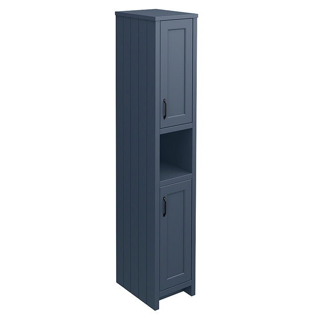 Chatsworth Traditional Blue Tall Cabinet with Matt Black Handles ...