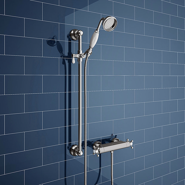 Chatsworth Traditional Crosshead Shower Bar Valve + Slider Rail Kit ...