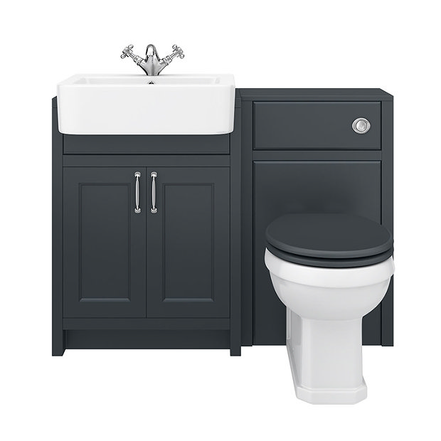 Chatsworth Traditional Graphite Semi-Recessed Vanity Unit + Toilet ...