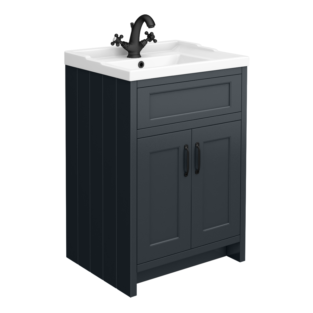 Chatsworth Traditional Graphite Vanity with Matt Black Handles | 620mm ...