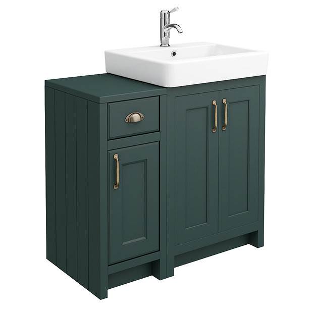 Chatsworth Traditional Green 560mm Vanity Sink + 300mm Cupboard Unit ...