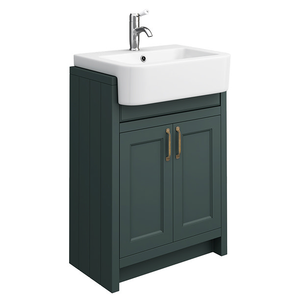 Chatsworth Traditional Green Semi-Recessed Vanity Unit + Toilet Package ...