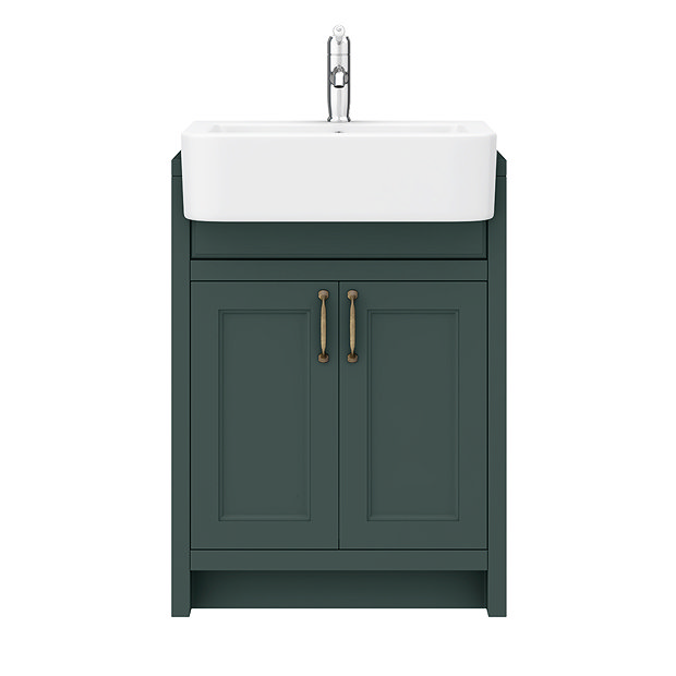Chatsworth Traditional Green Semi-Recessed Vanity Unit + Toilet Package ...