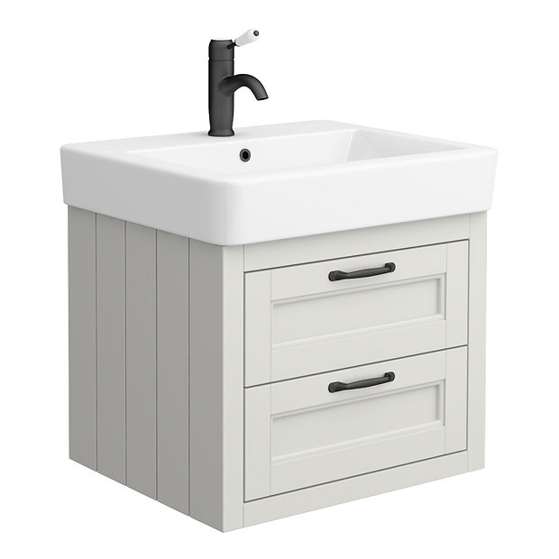 Chatsworth Traditional Grey 560mm 2 Drawer Wall Hung Vanity with Matt ...
