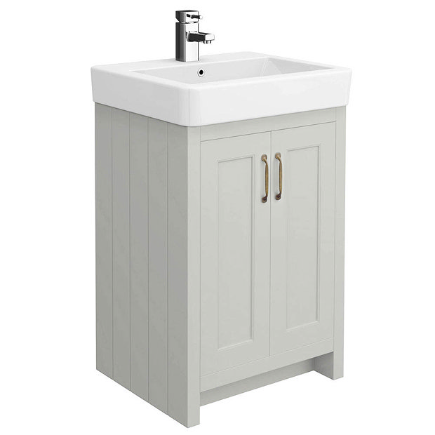 Chatsworth Traditional Grey 560mm Vanity Sink + 300mm Cupboard Unit ...