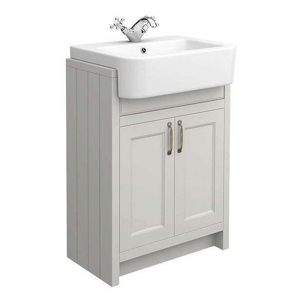 Chatsworth Traditional Grey Semi-Recessed Vanity Unit + Toilet Package ...