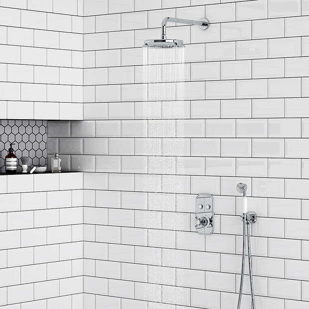 Chatsworth Traditional Twin Push-Button Shower Valve with 2 Outlets ...