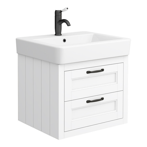 Chatsworth Traditional White 560mm 2 Drawer Wall Hung Vanity with Matt ...
