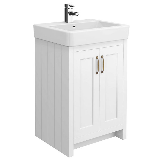 Chatsworth Traditional White 560mm Vanity Sink + 300mm Cupboard Unit ...