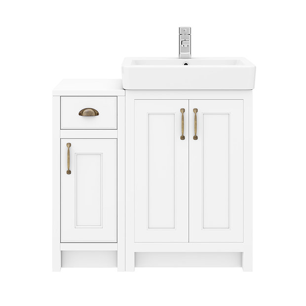 Chatsworth Traditional White 560mm Vanity Sink + 300mm Cupboard Unit ...