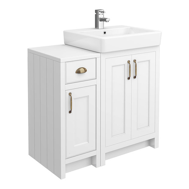 Chatsworth Traditional White 560mm Vanity Sink + 300mm Cupboard Unit ...