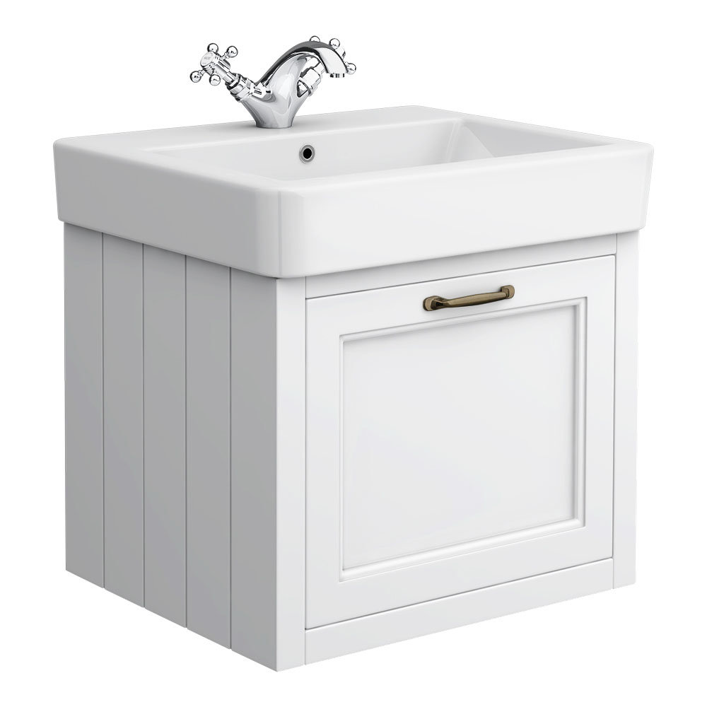 Chatsworth Traditional White 560mm 1 Drawer Wall Hung Vanity ...