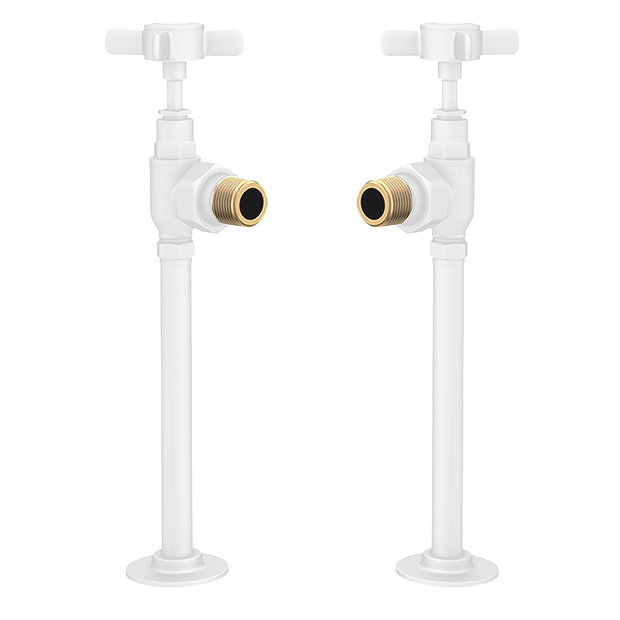 Chatsworth White Angled Traditional Radiator Valves | Victorian Plumbing UK