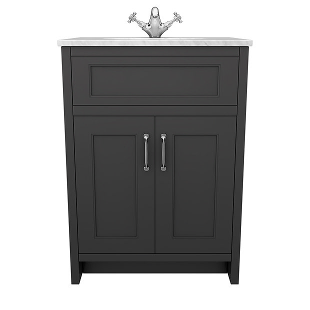 Chatsworth White Marble Traditional Graphite Vanity Unit + Toilet ...