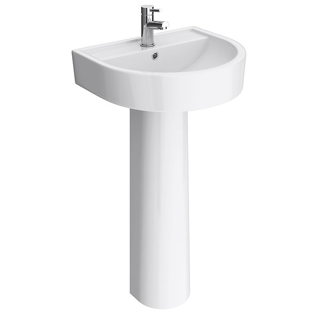 Bianco Round Basin 1TH with Full Pedestal at Victorian Plumbing UK