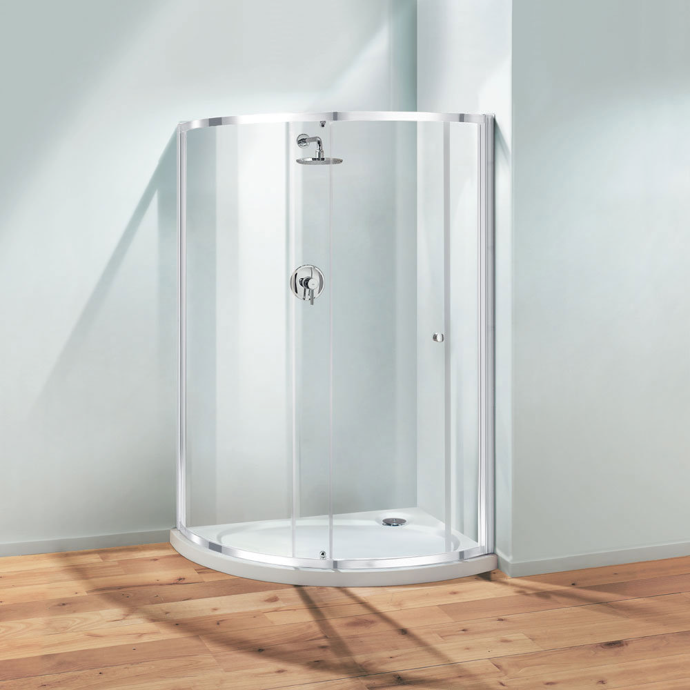 Coram Optima Offset Crescent Shower Enclosure | White | Online Now
