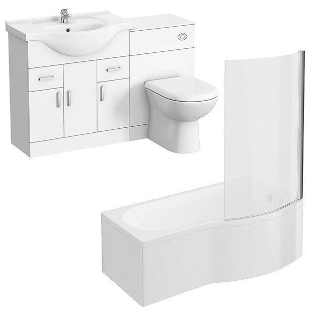 Cove Bathroom Suite with B-Shaped Shower Bath | Victorian Plumbing UK