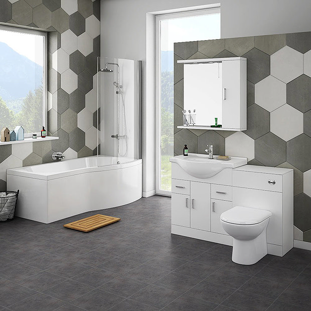 Cove Bathroom Suite with B-Shaped Shower Bath | Victorian Plumbing UK