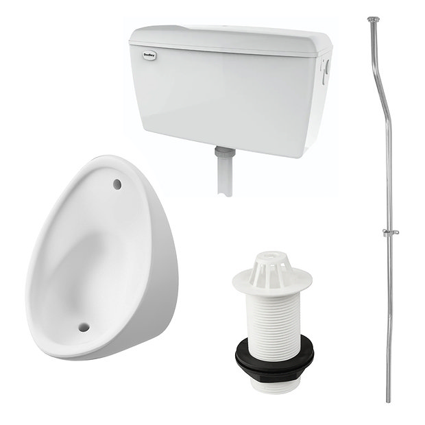 Cove Exposed Urinal Pack with 1 x 500mm Urinal Bowl + Plastic Cistern ...