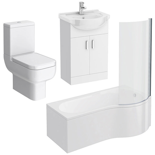 Cove P-Shaped Modern Shower Bath Suite | Victorian Plumbing UK