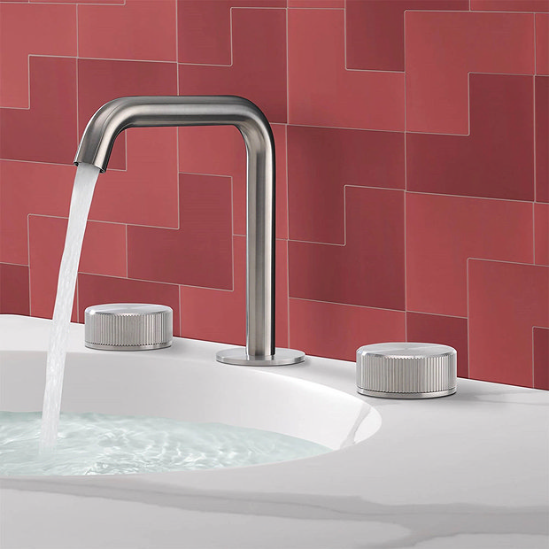 Crosswater 3ONE6 Stainless Steel Deck Mounted 3 Hole Set Basin Mixer ...