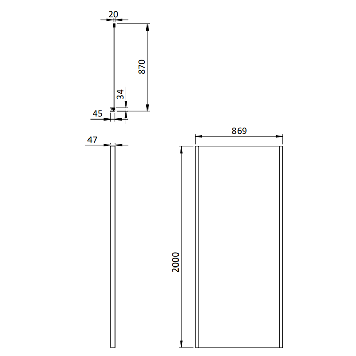 Crosswater Asura 8mm Brushed Brass Side Panel for Infold Door