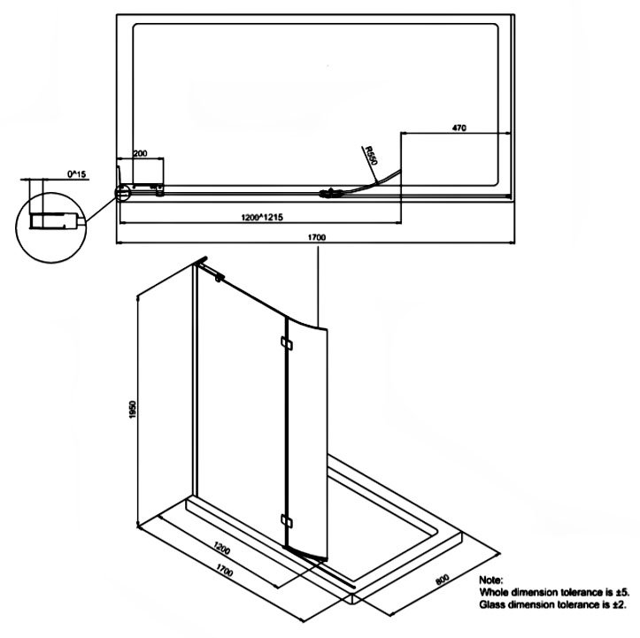 Crosswater Design+ Matt Black Walk In Easy Access Shower Enclosure