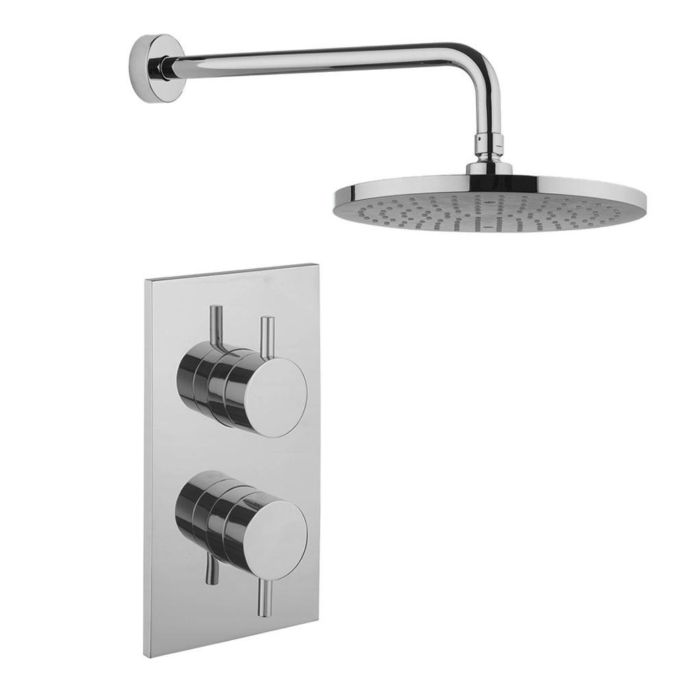 Crosswater Fusion Thermostatic Shower Valve with 250mm Round Fixed Head ...