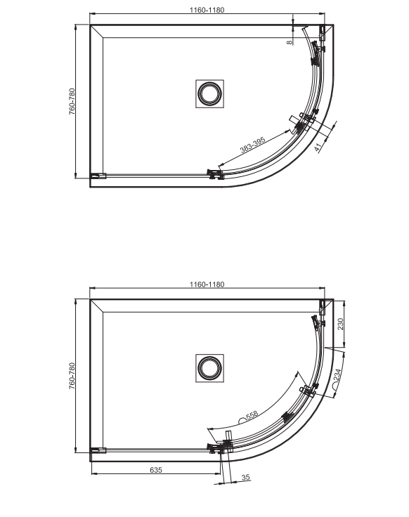 Crosswater Optix 10 1200 x 800mm Frameless Offset Quadrant Sliding Door ...