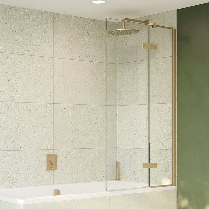 Crosswater Optix 10 Brushed Brass Single Bathscreen With Inline Panel