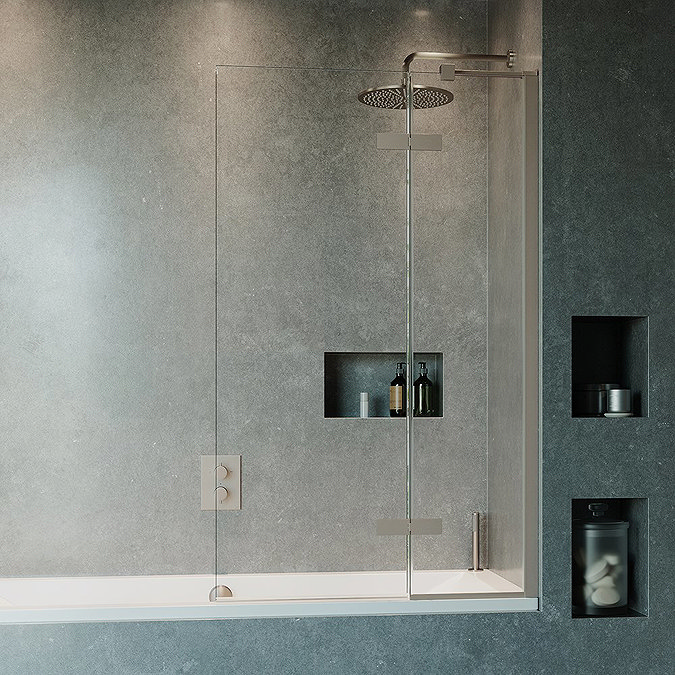 Crosswater Optix 10 Brushed Stainless Steel Single Bathscreen with ...