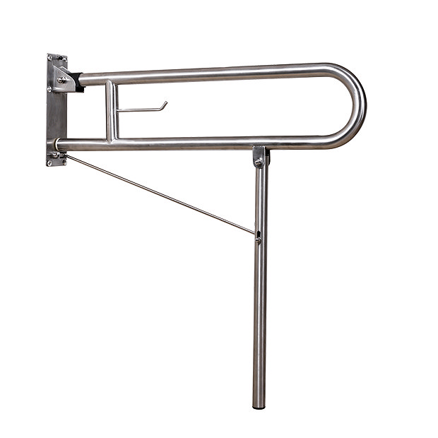 Croydex Callisto Drop Down Grab Rail With Support Leg - Brushed Steel